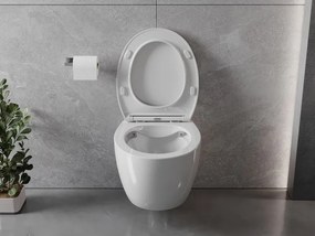 Mexen Egg, závěsná WC mísa Rimless s duroplastovým sedátkem s pomalým zavíráním, bílá lesklá, 30245000