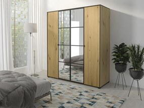 Šatní skříň OSLIN I 180 cm dub artisan + černá