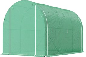 Zahradní skleník Outsunny 6m² 3 x 2m s 1 dveřmi + 2 rolovacími zipovými postranními panely, 6 okny, pozinkovaná ocel, vysoká hustota 140 g/m² Anti-UV…