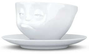 Bílý rozmrzelý porcelánový hrnek s podšálkem 58products