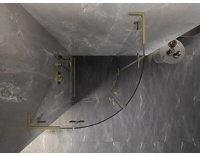 Mexen Lunar, L půlkruhový výklopný sprchový kout 70 x 70 cm, 8mm čiré sklo, zlatý matný profil, 833L-070L-070P-55-00