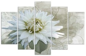 Obraz na plátně pětidílný Vintage béžová květina - 150x100 cm