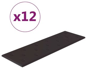 vidaXL Nástěnné panely 12 ks černé 90 x 30 cm umělá kůže 3,24 m²