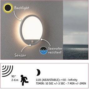 P 94662 LED venkovní panel Lamina vč. pohybové čidlo IP44 kruhové 280mm 3000K 14,5W 230V bílá umělá hmota - PAULMANN