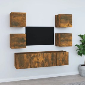 6dílný set TV skříněk kouřový dub kompozitní dřevo 3120239