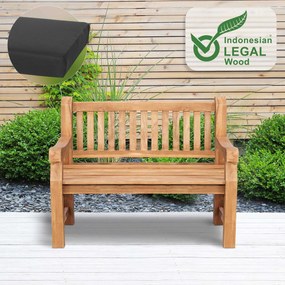 Teaková lavice Jackson s sedací polštář 120 cm + teak – tmavě šedá