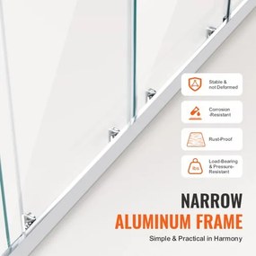 Polorámové dvojité posuvné sprchové dveře SGCC tvrzené sklo 6,4 mm chrom