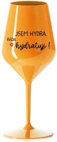 JSEM HYDRA. RÁDA HYDRATUJI! - oranžová nerozbitná sklenice na víno 470 ml