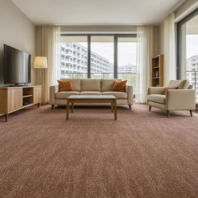 Spoltex, Metrážový koberec Leon 93244 Tm. Hnědý, na míru, šíře 3m,4m, hnědá, filc, ložnice