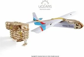 Ugears 3D dřevěné mechanické puzzle Vystřelovací letadlo / od 14 let /