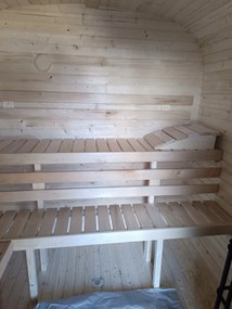 NIKIDO Venkovní zaoblená sauna na dřevo nebo elektřinu LUXO 240x220 pro 4-6 osob