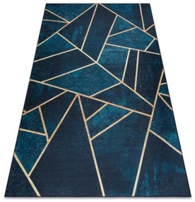ANDRE mycí kobereček 1173 mozaika, geometrický protiskluz - tyrkysový / zlato (Velikost: 120x170 cm)