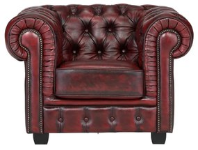 Massive home | Masivní křeslo Chesterfield z pravé kůže - červené
