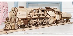 Ugears 3D dřevěné mechanické puzzle V-Express parní lokomotiva 4-6-2 s tendrem