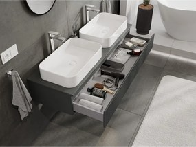 Mexen Rivel, koupelnová skříňka pod umyvadlo 140 cm s horní deskou, 1 zásuvka, drážkovaná, grafit matná - 91A20-14023-1-BFC66