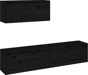 vidaXL TV skříňky 3 ks masivní borové dřevo [3100138] Barva: Černá