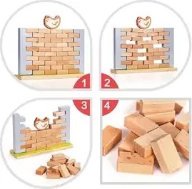 TEDDIES Balanční hra Cihlová zeď / dřevo / 44 ks / v krabici / 3+