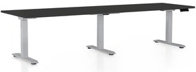 Výškově nastavitelný stůl OfficeTech Long, 260 x 80 cm, šedá podnož, černá