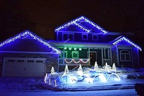 Venkovní LED vánoční závěs - modrá, od 2,5m do 10m, stále svítící, časovač Délka světelné části + délka přívodního kabelu a počet LED: 10m+5m, 310 LED