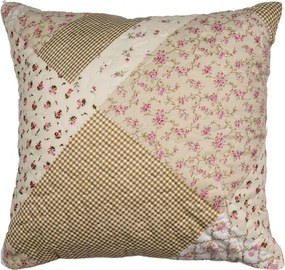 Béžový povlak na polštář s květy Patchwork - 40*40 cm