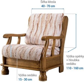 Bielastické potahy OCEANO NOVÉ béžové křeslo s dřevěnými rukojeťmi (š. 40 - 70 cm)