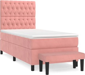 Box spring postel s matrací růžová 100x200 cm samet 3138012
