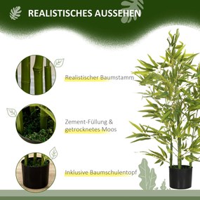 HOMCOM Umělý Bambus Velký 90 cm, Plastové Bambusové Umělé Rostliny, Realistický Faux Bambus v Květináči pro Obývací Pokoj, Ložnici, Zahradu