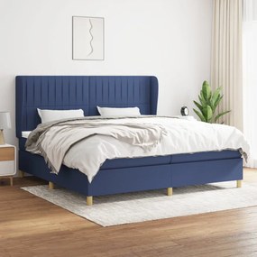 Box spring postel s matrací modrá 200x200 cm textil,  3128715