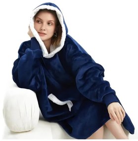 VERK Deka s rukávy a kapucí Huggle Hoodie - blue