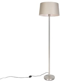 Moderní stojací lampa ocelová s tmavě béžovým stínítkem 45 cm - Simplo