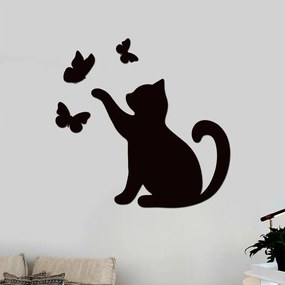dřevo života Dřevěná dekorace Kočka s motýlky Rozměry (cm): 40x38, Barevný vzor: Černá