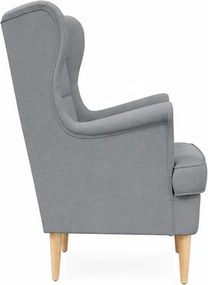 relaxační křeslo, ušák, dřevo/kov/látka, 102x80x66 cm, nohy světlé/světle šedá, Dekorino KR20260124
