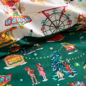 Zelené bavlněné dětské povlečení do postýlky 120x150 cm Christmas Fairground – Belle &amp; Boo