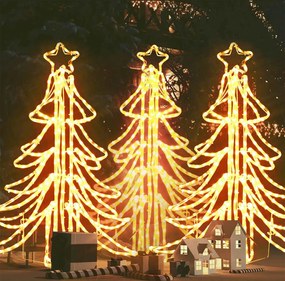 vidaXL Skládací vánoční stromky 3 ks s teplými bílými LED 87x87x93 cm [3154298]