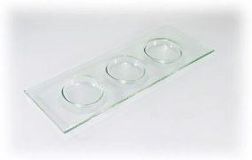 BDK-GLASS Skleněný svícen 34x13cm na 3 svíčky - čirý