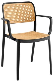 Stohovatelná židle s područkami RAVID TYP 2 plast černý a béžový