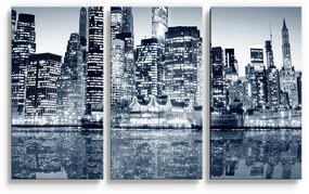 Sablio Obraz - 3-dílný Noční New York - 120x80 cm