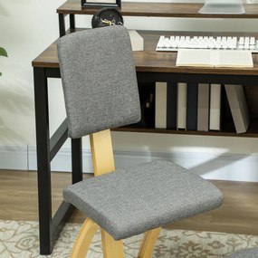 HOMCOM Ergonomická Kolenní Židle s Opěrkou, Houpací Kolenní Sedák, Ergonomická Dřevěná Židle, Ortopedická Kancelářská Židle, Korektor Držení Těla, Úl…