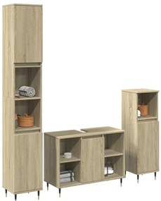 3dílný set koupelnového nábytku dub sonoma kompozitní dřevo 3307679