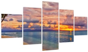 Obraz - Západ slunce na pláži (125x70 cm)