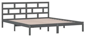 Rám postele šedý 135 x 190 cm Double masivní dřevo,  3101195