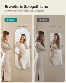 LED zrcadlo se šperkovou úložnou částí 10×42×108 cm, bílá