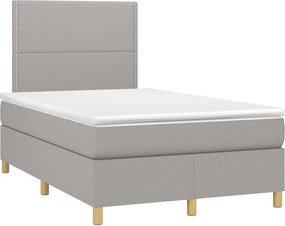 Box spring postel s matrací a LED světle šedá 120x200 cm textil 3135341