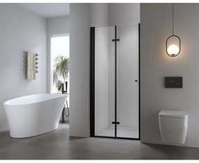 BPS-koupelny Zalamovací otočné sprchové dveře HYD-JSD01 120 černá/transparent pro instalaci do niky