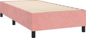 vidaXL Box spring postel s matrací a LED 100x200 cm samet [3136112] Barva: Růžová