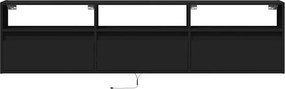 Nástěnná TV skříňka s LED svítidlem černá 180 x 31 x 45 cm 3307941