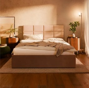 Manželská postel YORK Velvet 140×200 cm hnědá