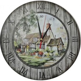 Hodiny na zeď ze dřeva, nástěnné hodiny vintage I SENTOP HDFK003 fi 30 cm