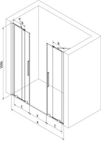 Mexen Velar Duo, posuvné dveře do otvoru 160x200 cm, 8mm čiré sklo, černá matná, 871-160-000-02-70