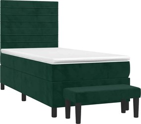 Box spring postel s matrací tmavě zelená 80 x 200 cm samet 3137872